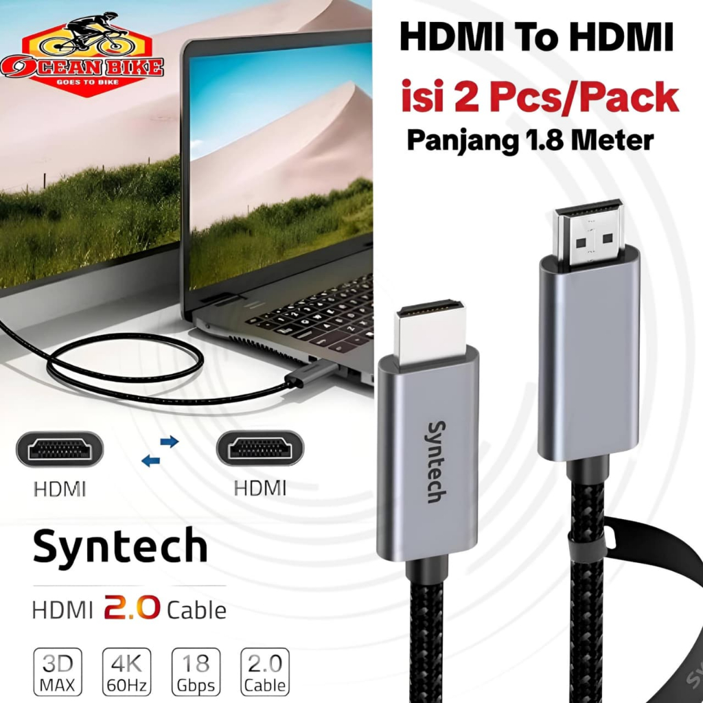 SYNTECH Contents 2 HDMI to HDMI Male Cable Usb HUB Cable 2.0 4K 60Hz ...