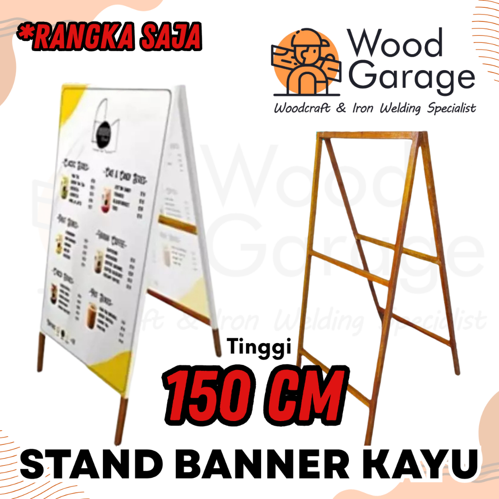 150 cm High Wooden Banner Stand Frame Only for Exhibitions and ...
