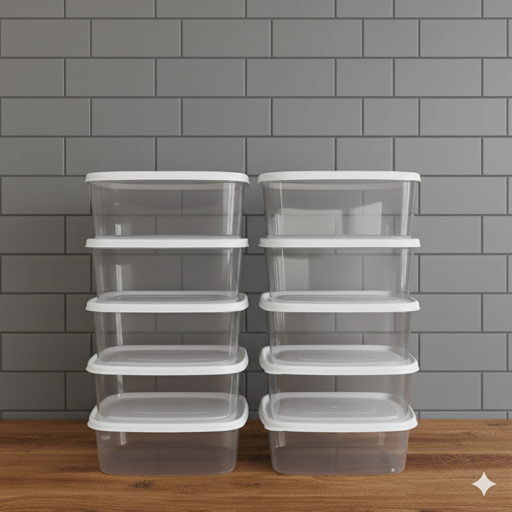 PLASTIC SQUARE JAR SET CALISTA MULTIPURPOSE FRIDGE SPICE STORAGE BOX ...