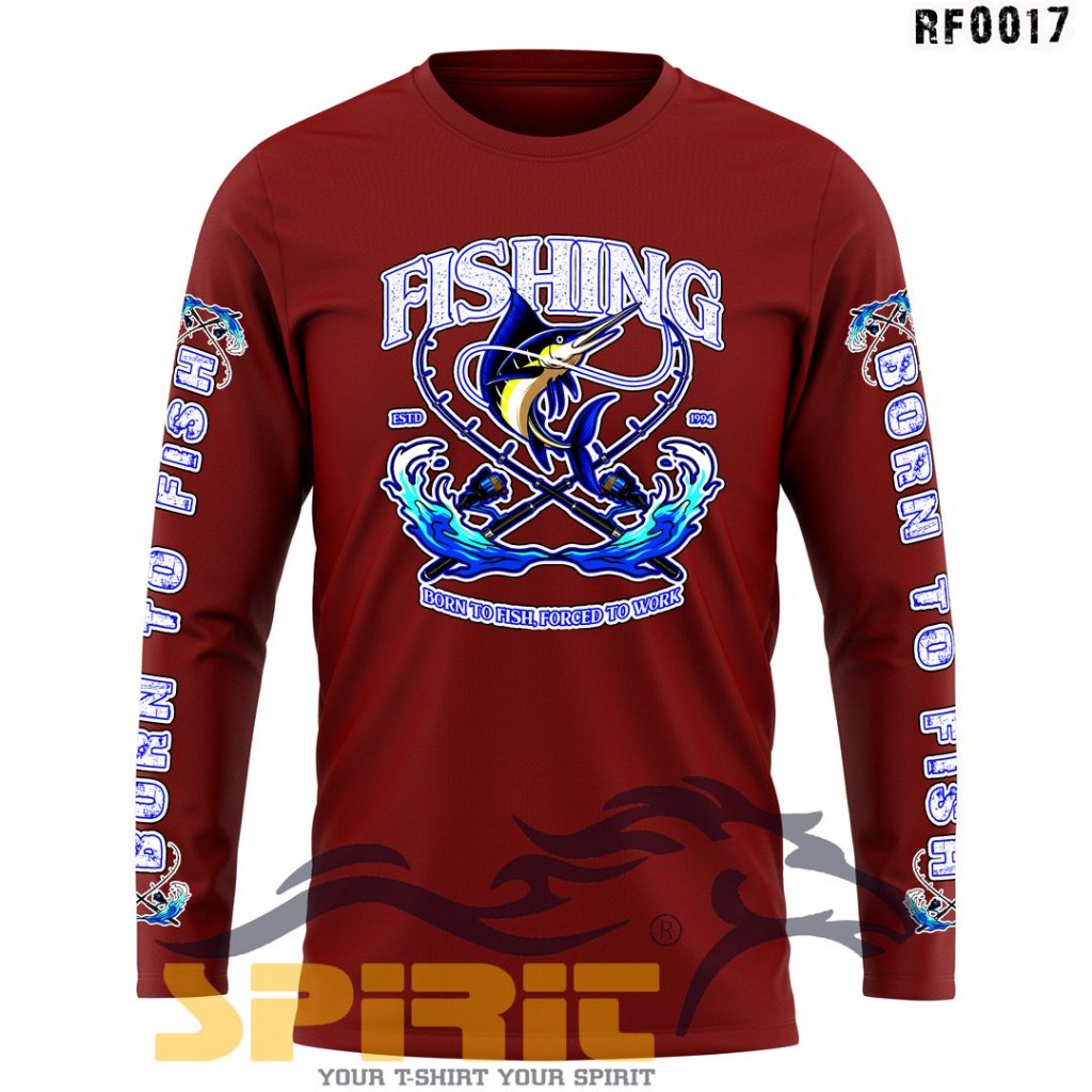 KATUN Born To Fish Fishing Shirt Long Sleeve Marlin Fishing Shirt 24s ...