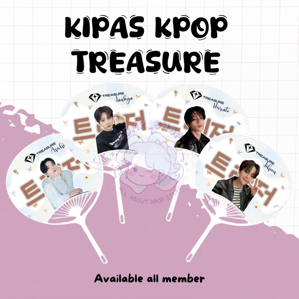 Kpop Shell Fan Reversible Treasure Yoshi Asahi Doyoung Haruto Jaehyuk Hyunsuk Jeongwoo Jihon ...