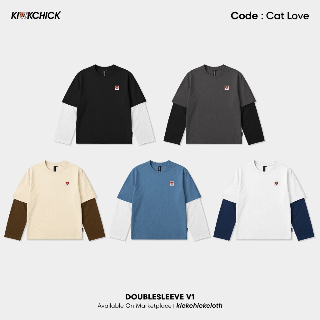 Kickchick Doublesleeve Cat Love | Oversized Top T-Shirt | Unisex Long ...