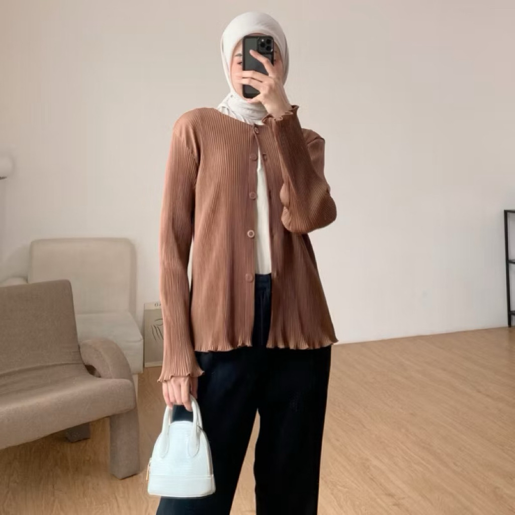 Wavy Pleated Outer Wavy Cardigan Pleated Cardigan Wavy Lidi Pleated ...
