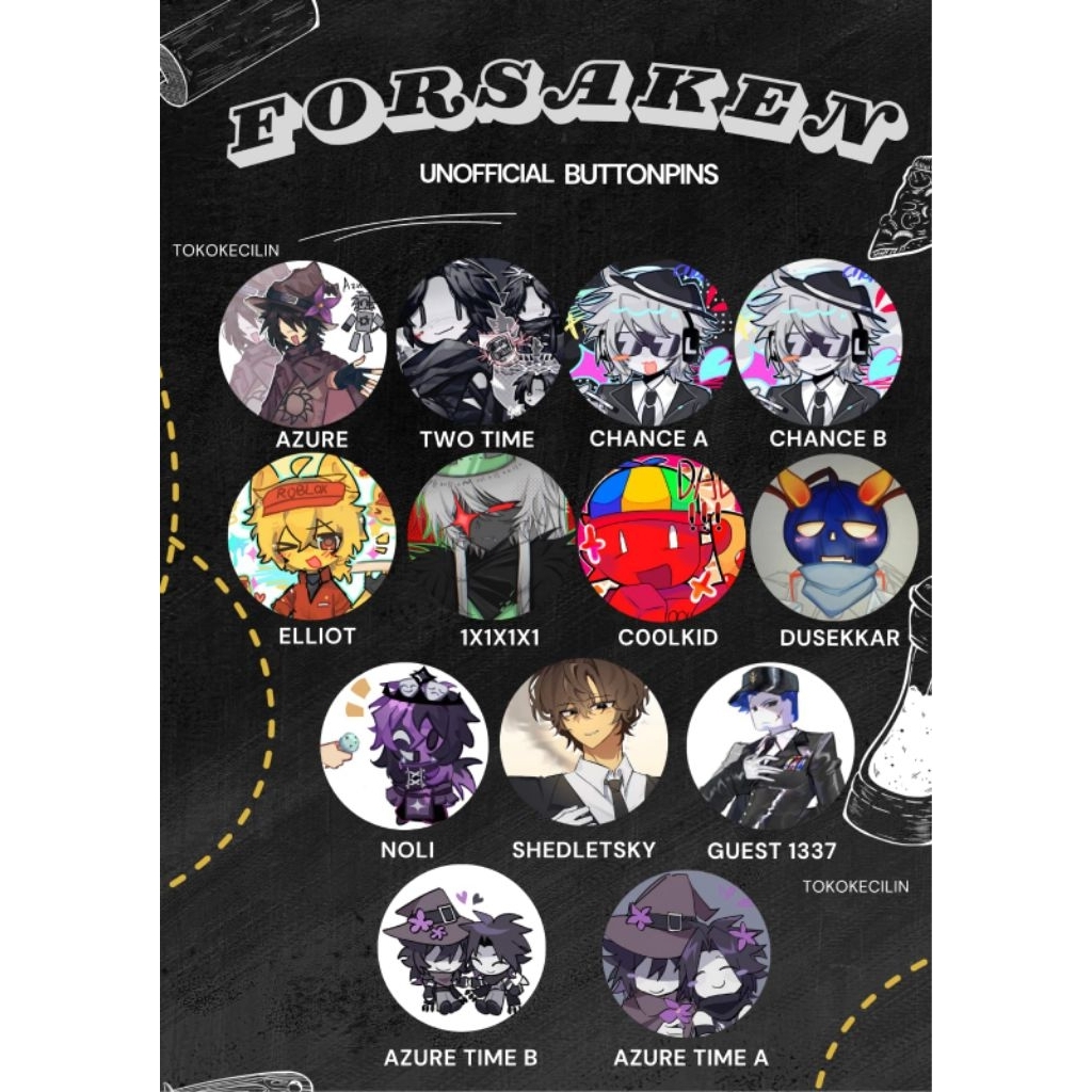 PO Unofficial buttonpins forsaken unofficial fanmerch chance 1x1x1 ...