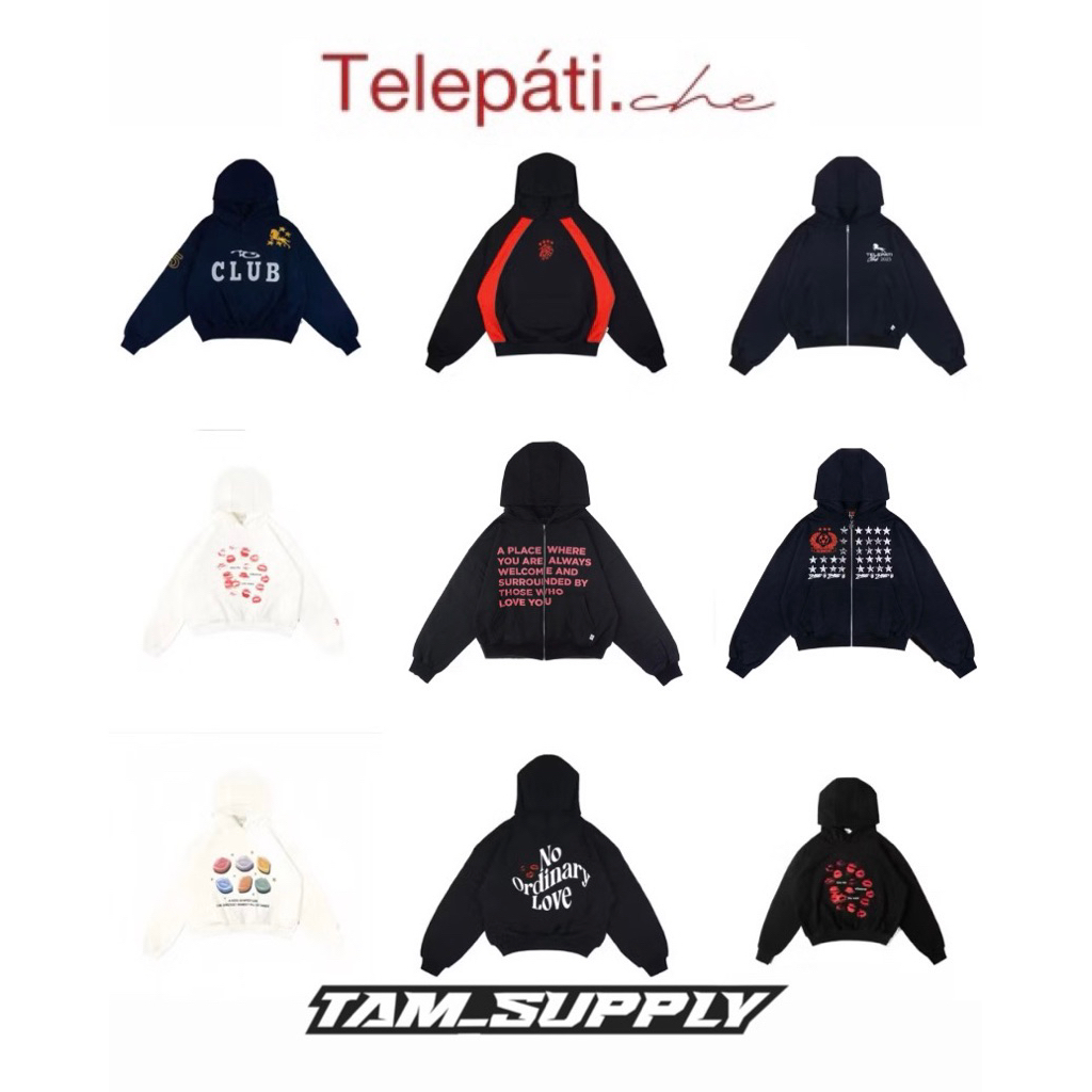 BOXY HOODIE & ZIP TELEPATI CHE KISS ME BLACK & WHITE | Shopee Malaysia