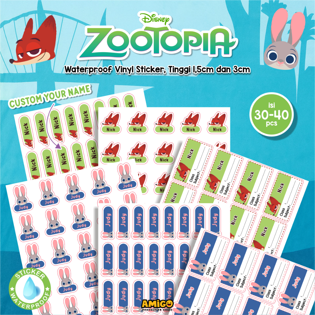 Zootopia Sticker Zootopia Name Label Sticker Zootopia Book Label ATK ...