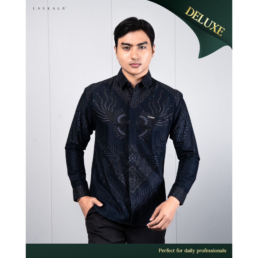 LASKALA BATIK Premium Wafa Men's Slimfit Long Sleeve Kemeja Batik Shirt ...