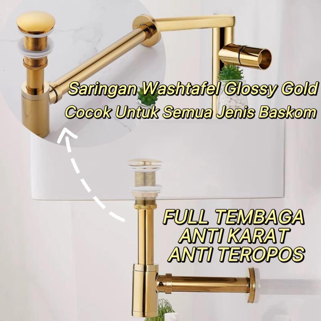 FULLSET Sus304 Gold Bathroom Washbasin Press Strainer Plus Gold Flash ...