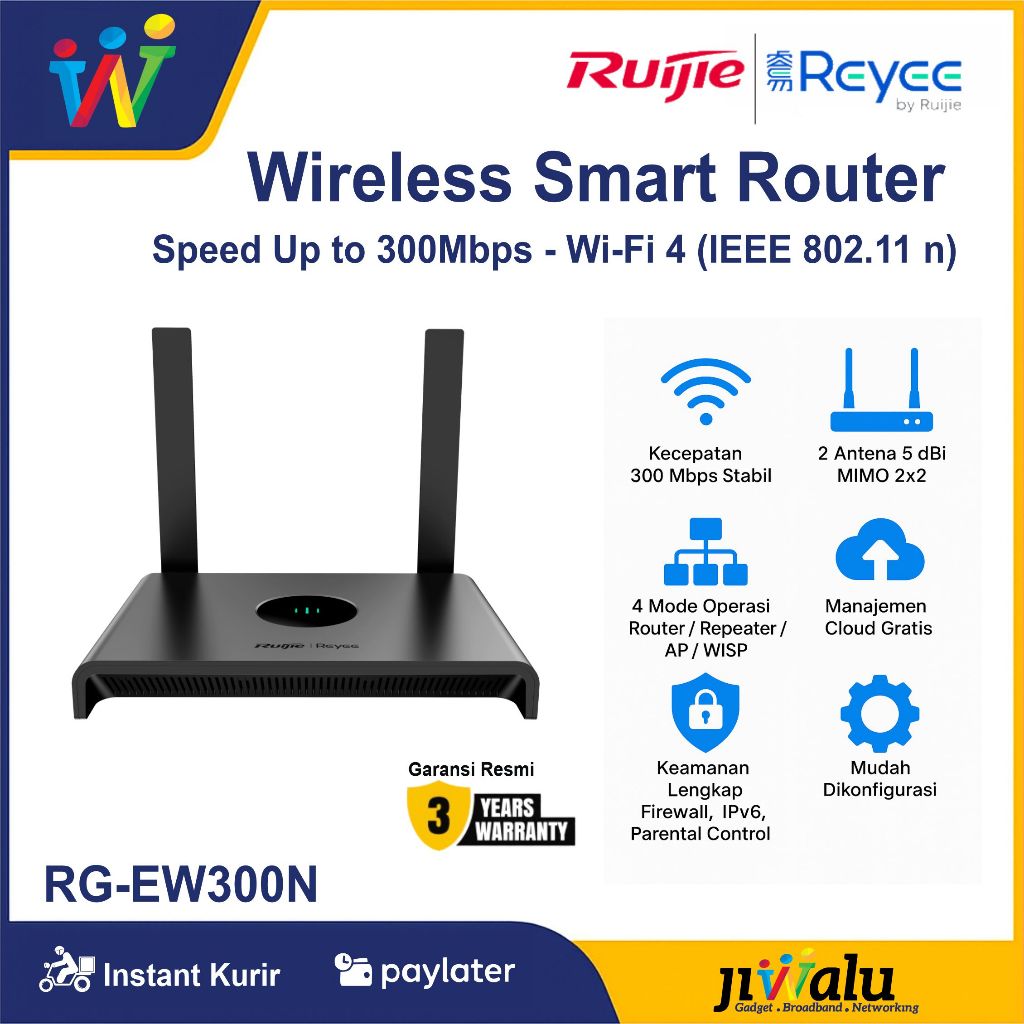 Ruijie Reyee RG-EW300N Wireless Smart Router Wi-Fi 4 300Mbps | Shopee ...