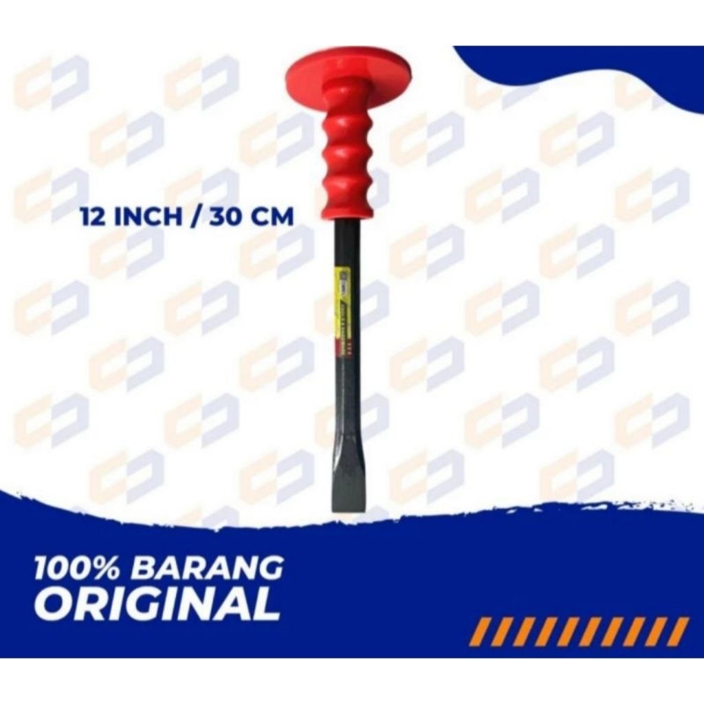 Concrete Chisel, 12 Inch Flat Cap Stone Chisel, Round Fiber Handle, 12 ...
