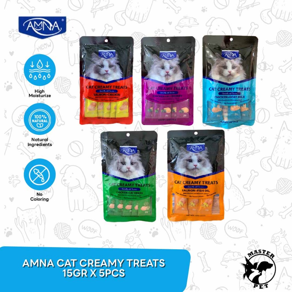 Amna Cat Creamy Treats Cat Snack 15GR X5 PCS | Shopee Malaysia