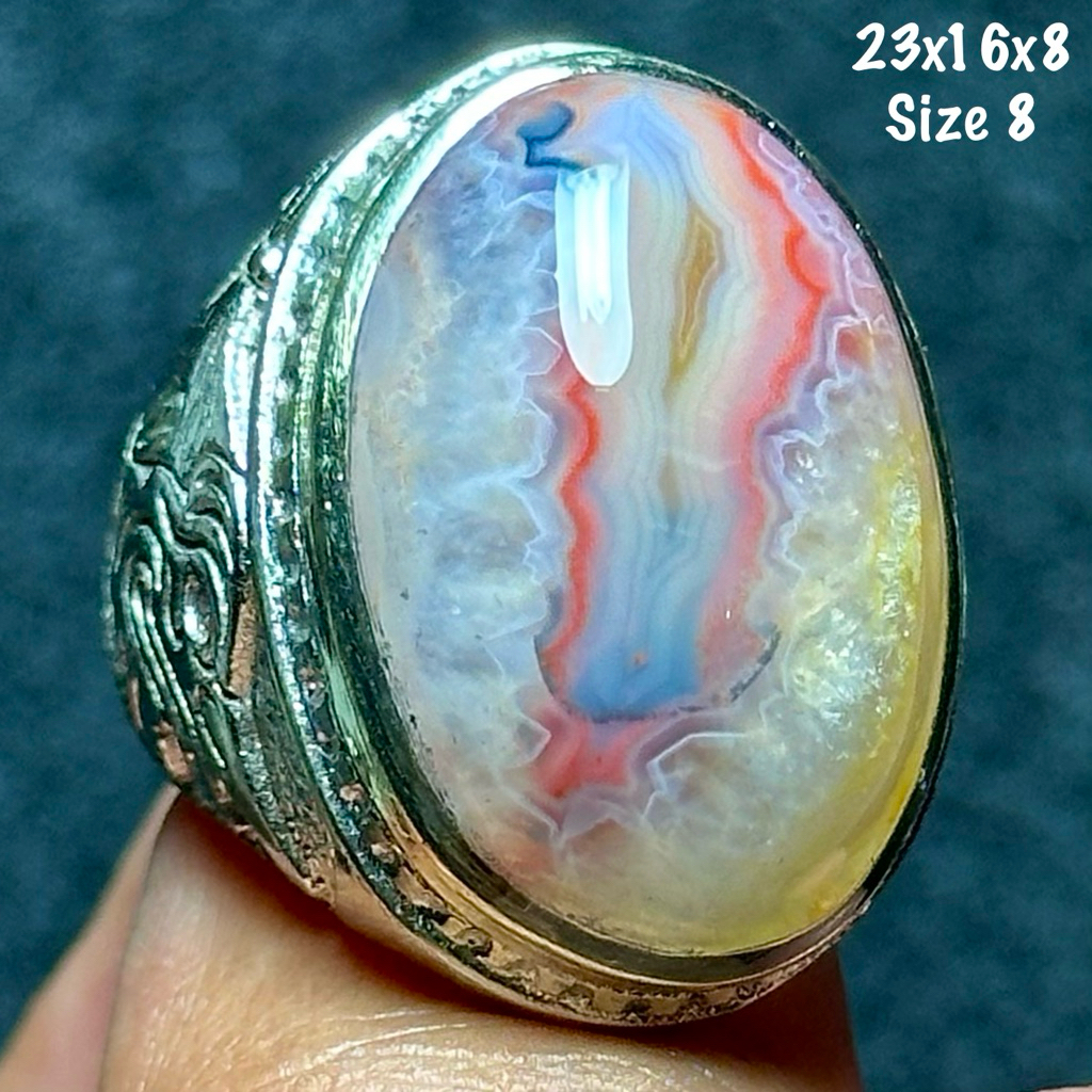 Agate Ring Multicolornatural Baturaja Ice 3D Aquarium Crystal (natural ...