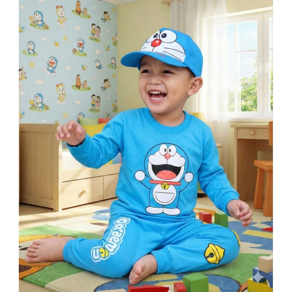 DORAEMON CHARACTER BOYS AND GIRLS LONG SUITS AGES 1-10 YEARS | Shopee ...