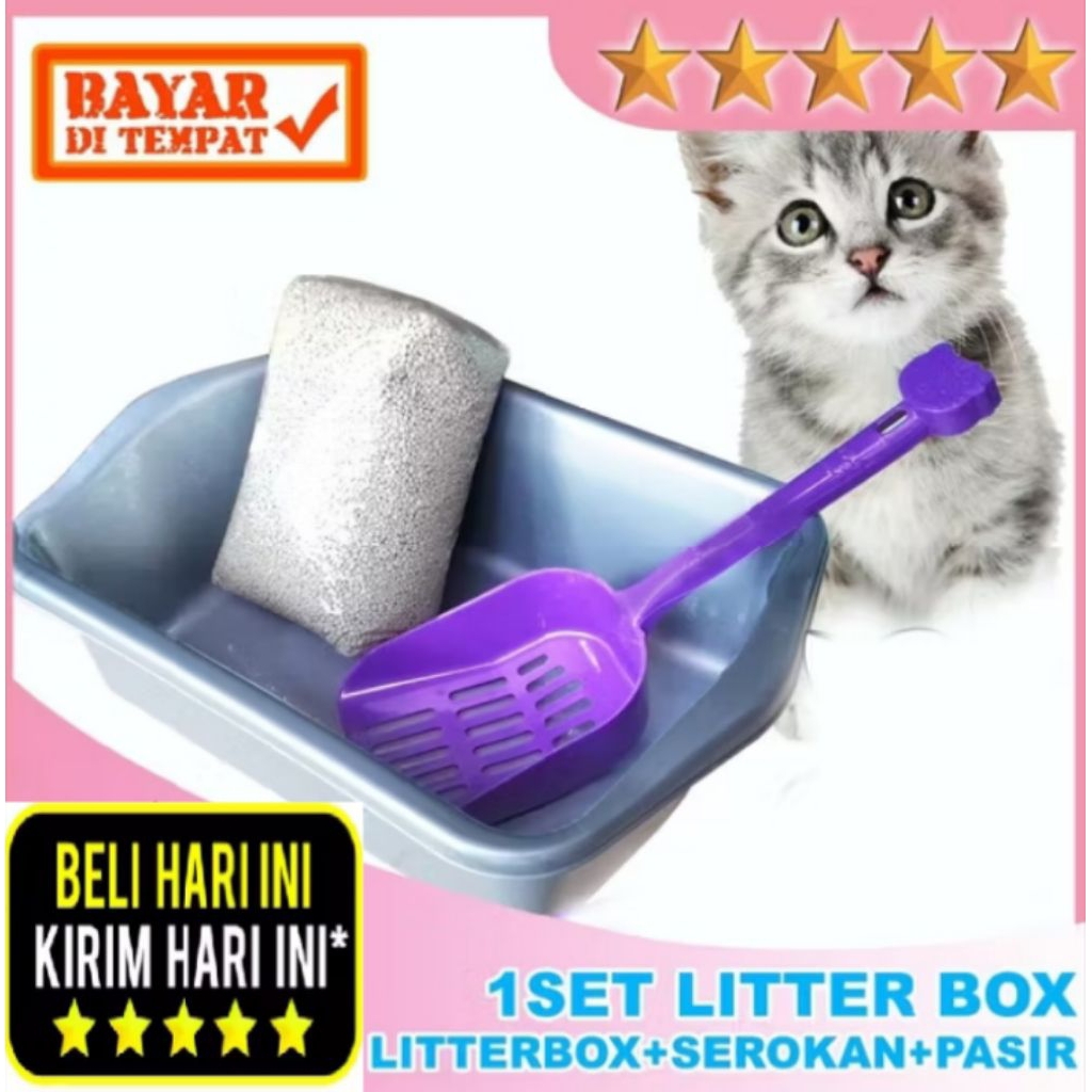 Pet Starter Kit Package Bak + Sand 1kg + Cat Sand Scoop Litter Box Cat ...