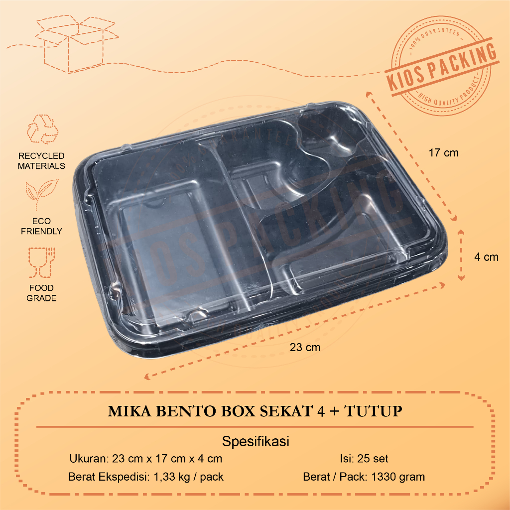 Retail Mika Bento Box with 4 Trays + Lid - Bento Mika Lunch Black ...