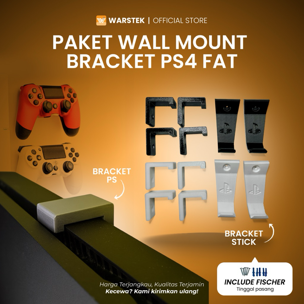Wall Mount Bracket and 2 Controllers Package for PS4 Fat Standard Free ...