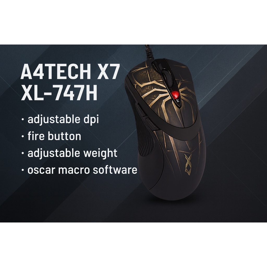 A4TECH X7 XL-747H SPIDER LASER GAMING MOUSE w Adjustable Weight ...