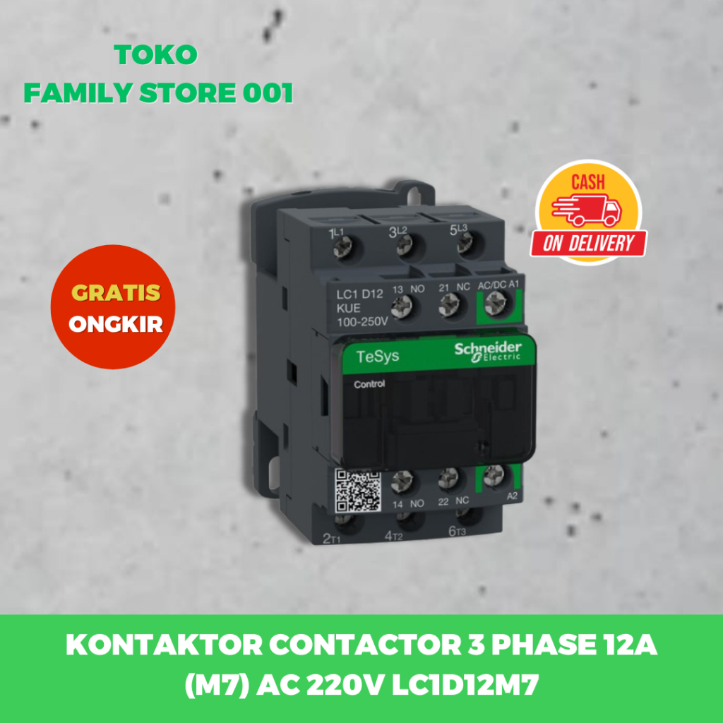 3 Phase 12A (M7) AC 220V LC1D12M7 Schneider Contactor | Shopee Malaysia