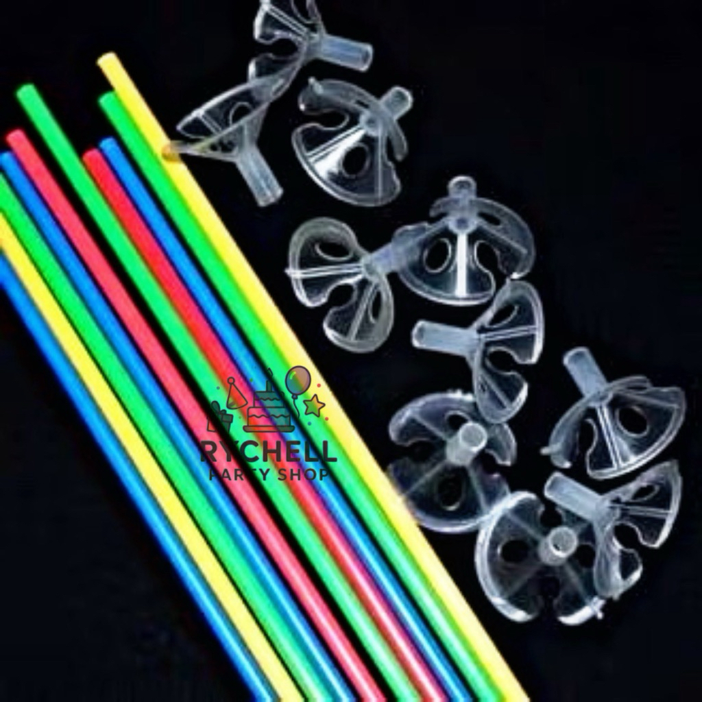 COLORFUL BALLOON STICKS | BALLOON STEM | BALLOON HANDLE + BALLOON CUP ...