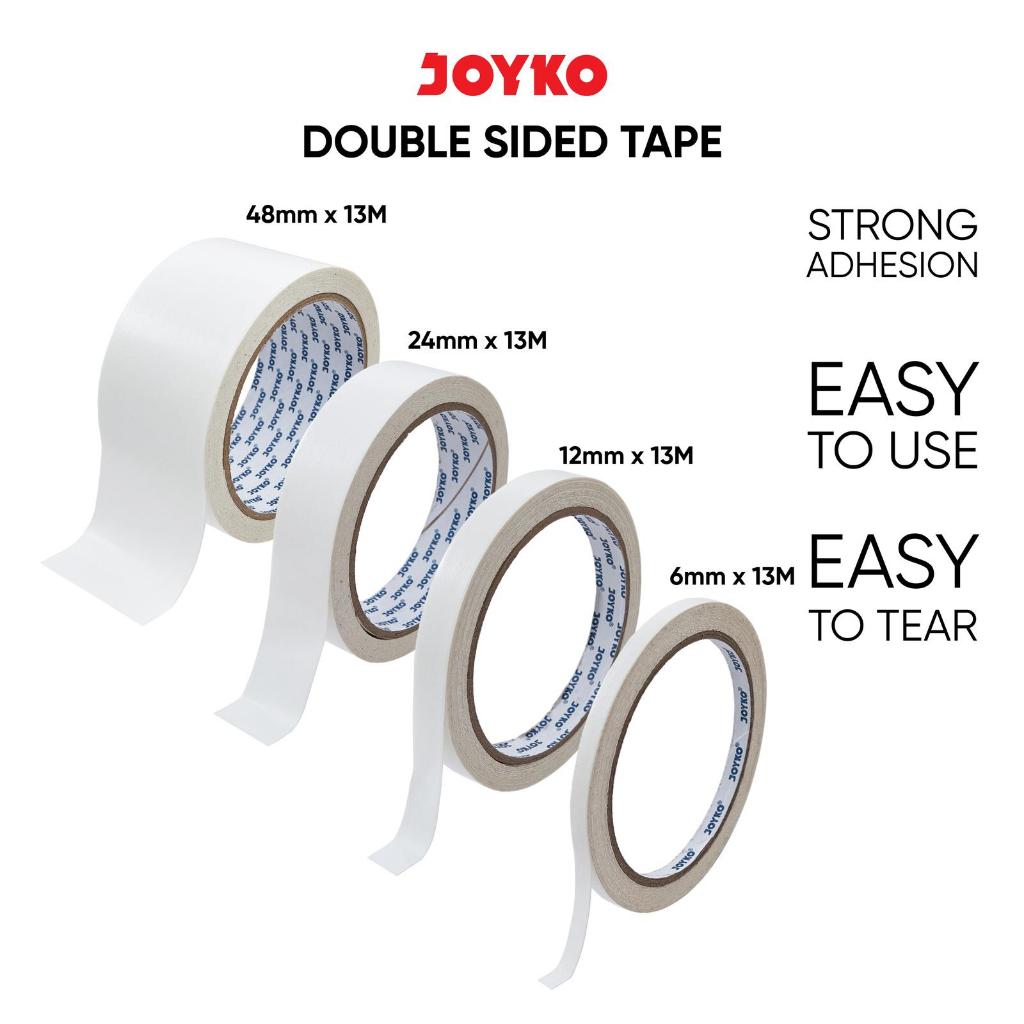 JOYKO Double Sided Tape 2-Sided Adhesive Tape/ 6mm 12mm 24mm 48mm X 13 ...
