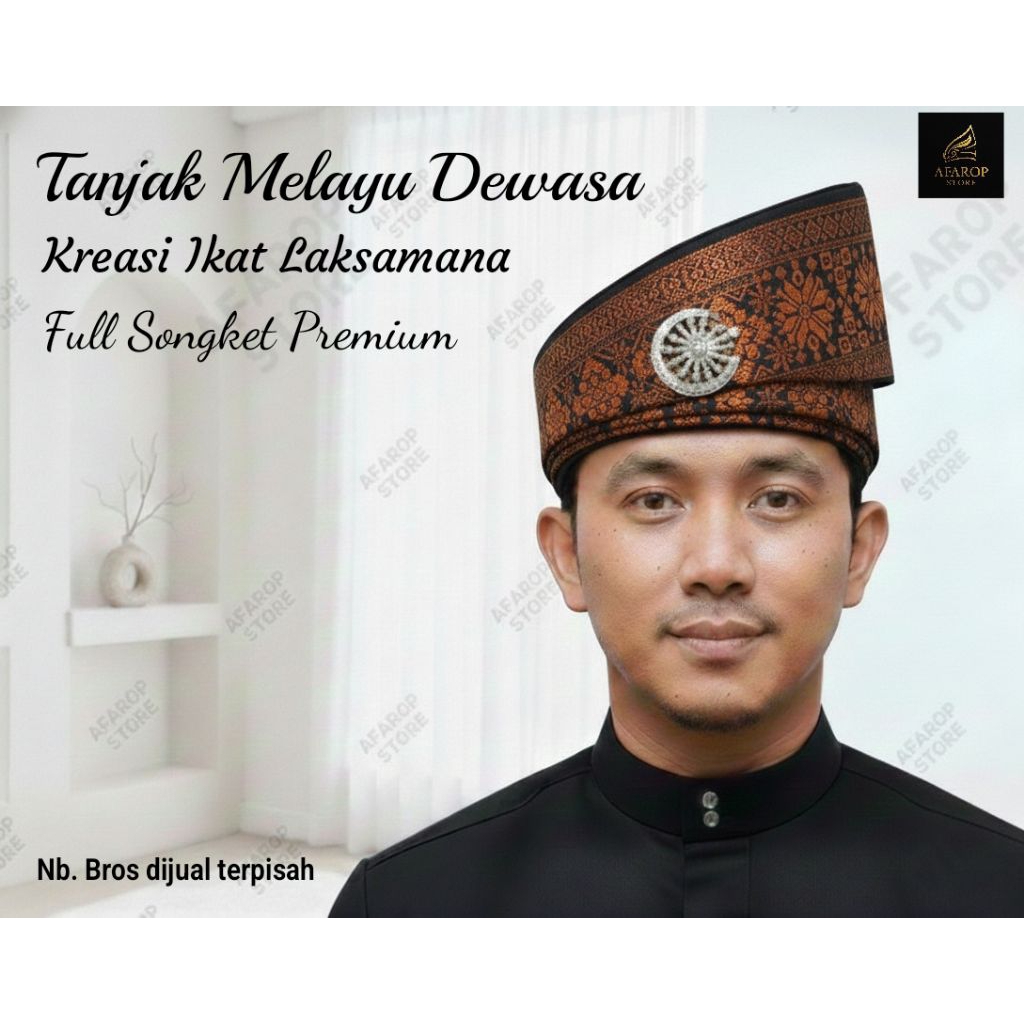 Tanjak/Tengkolok Melayu Adult Full Songket Premium Ikat Laksamana ...