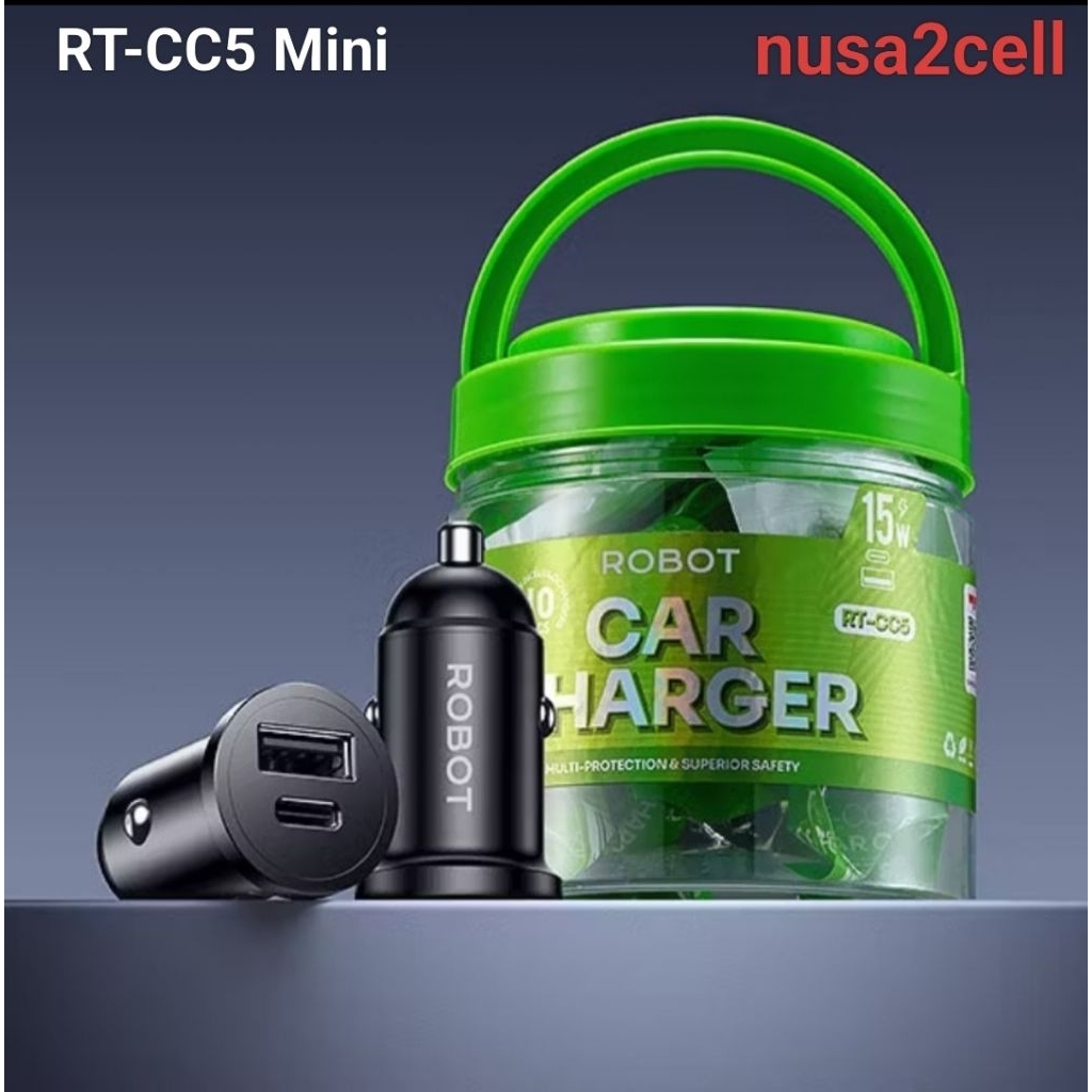 ROBOT RT-CC5 Car Charger Mini 15W 3A Usb A + Usb C (1PCS) | Shopee Malaysia