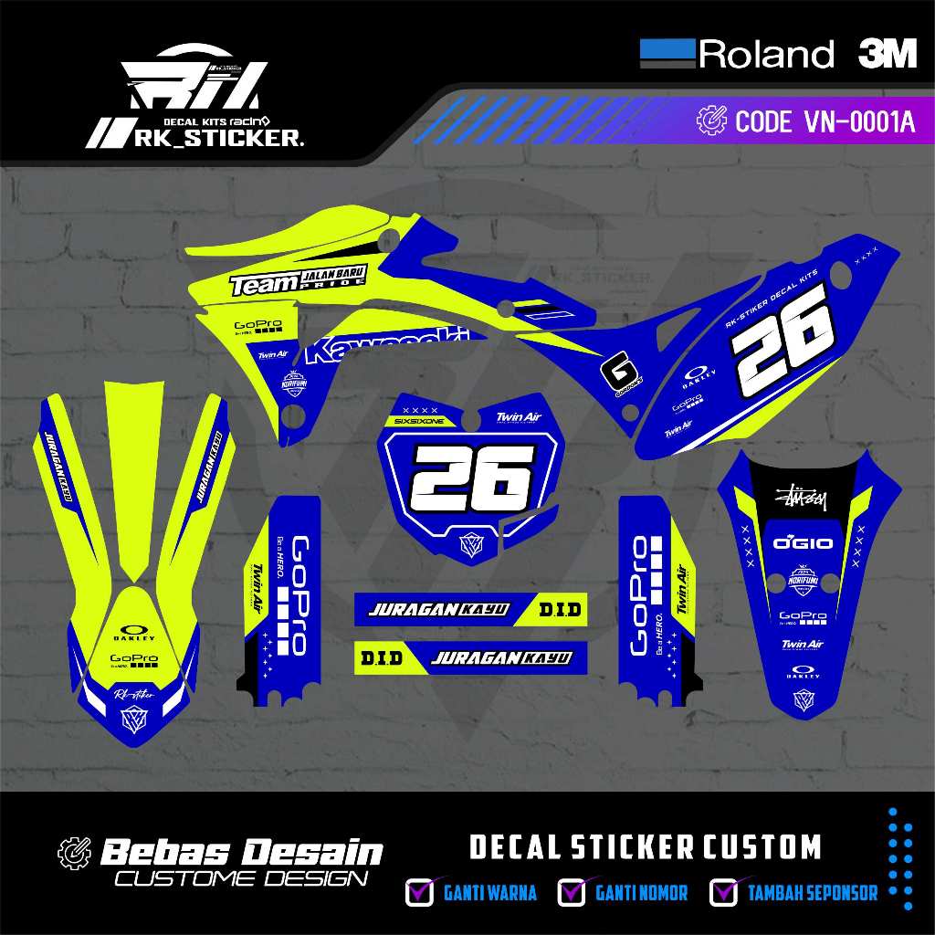 DECAL STICKER KLX GORDON -CRF 150 L - DTRACKER - KLX BF -WR - PREMIUM ...