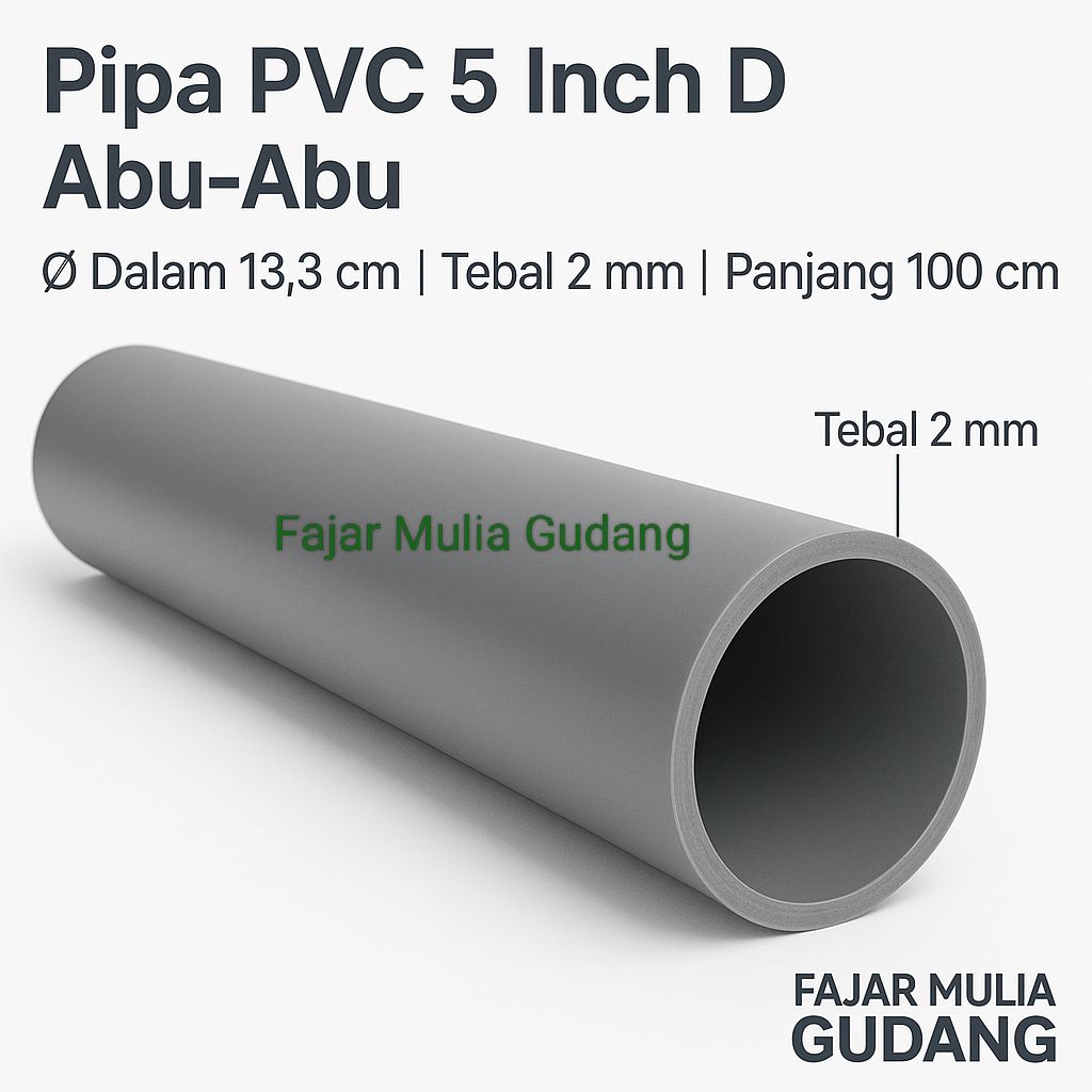 5 Inch PVC Pipe Type D Grey – Length 100cm, Diameter 13.3cm, Thickness ...