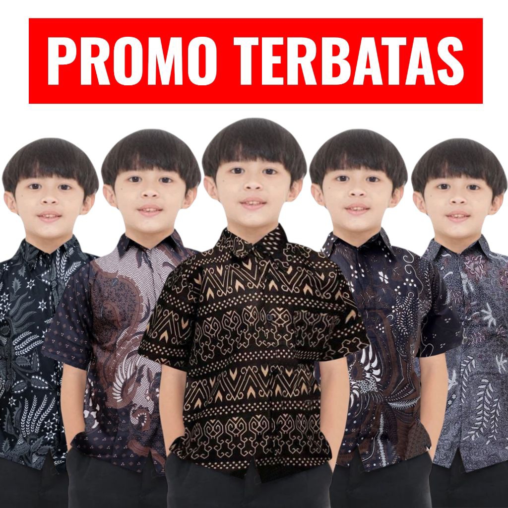 KEMEJA KATUN Boys' Batik Shirts Short Sleeve Children's Batik Shirts ...