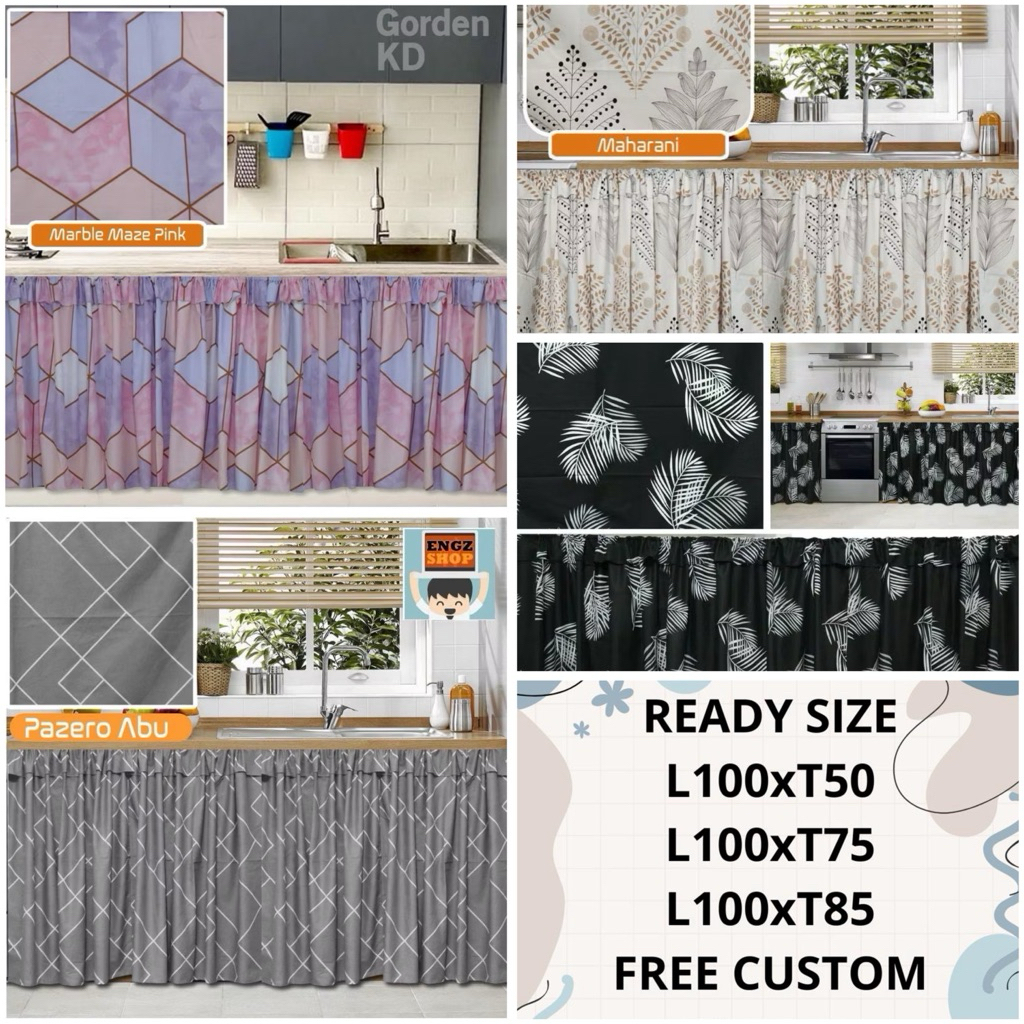 KATUN Minimalist Cotton Kitchen Under-Door Curtains, Size Request ...
