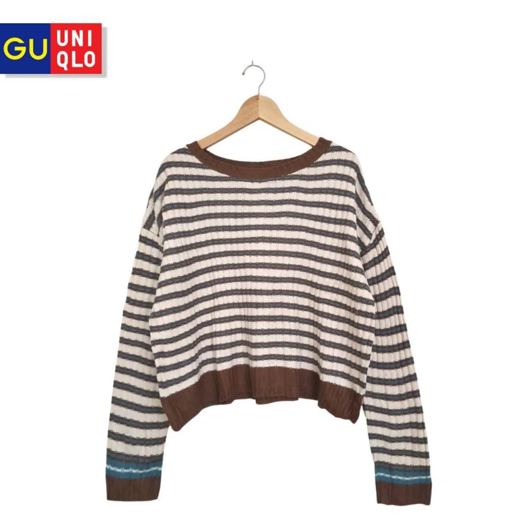 Uniqlo GU Striped Sweater Brown-BW (CODE: B110 - 05) | Shopee Malaysia