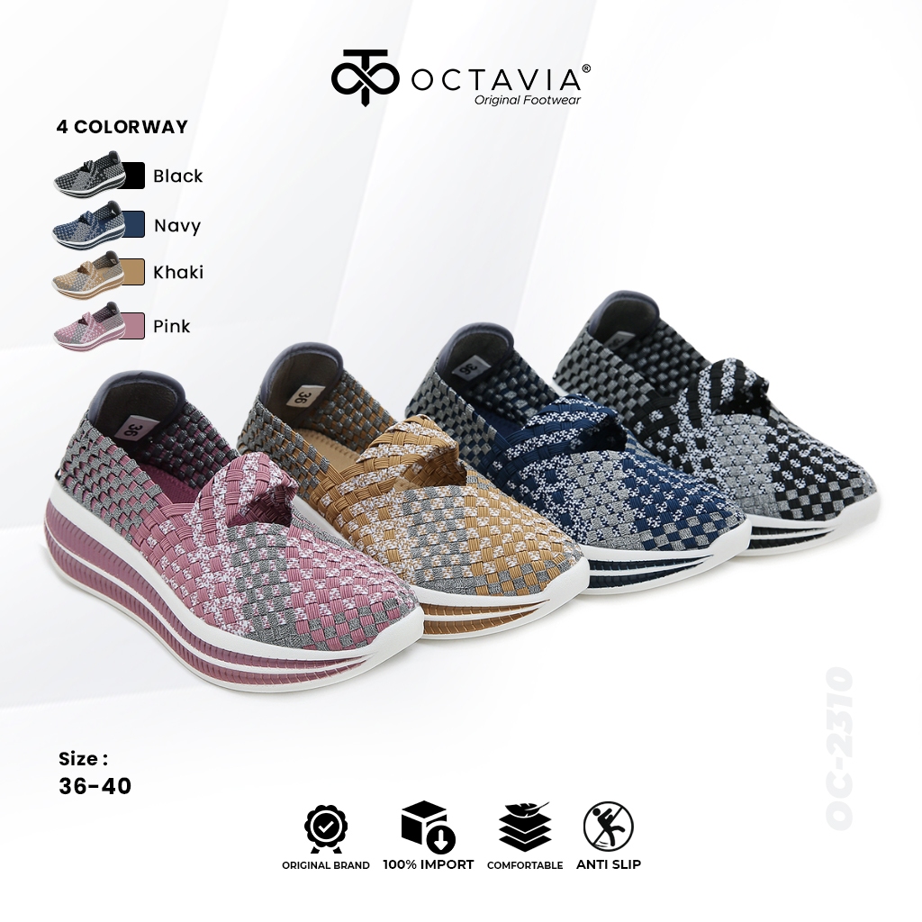 [ORIGINAL] OCTAVIA Women's Knit Wedges Slip-On Shoes OC-2310 | Shopee ...