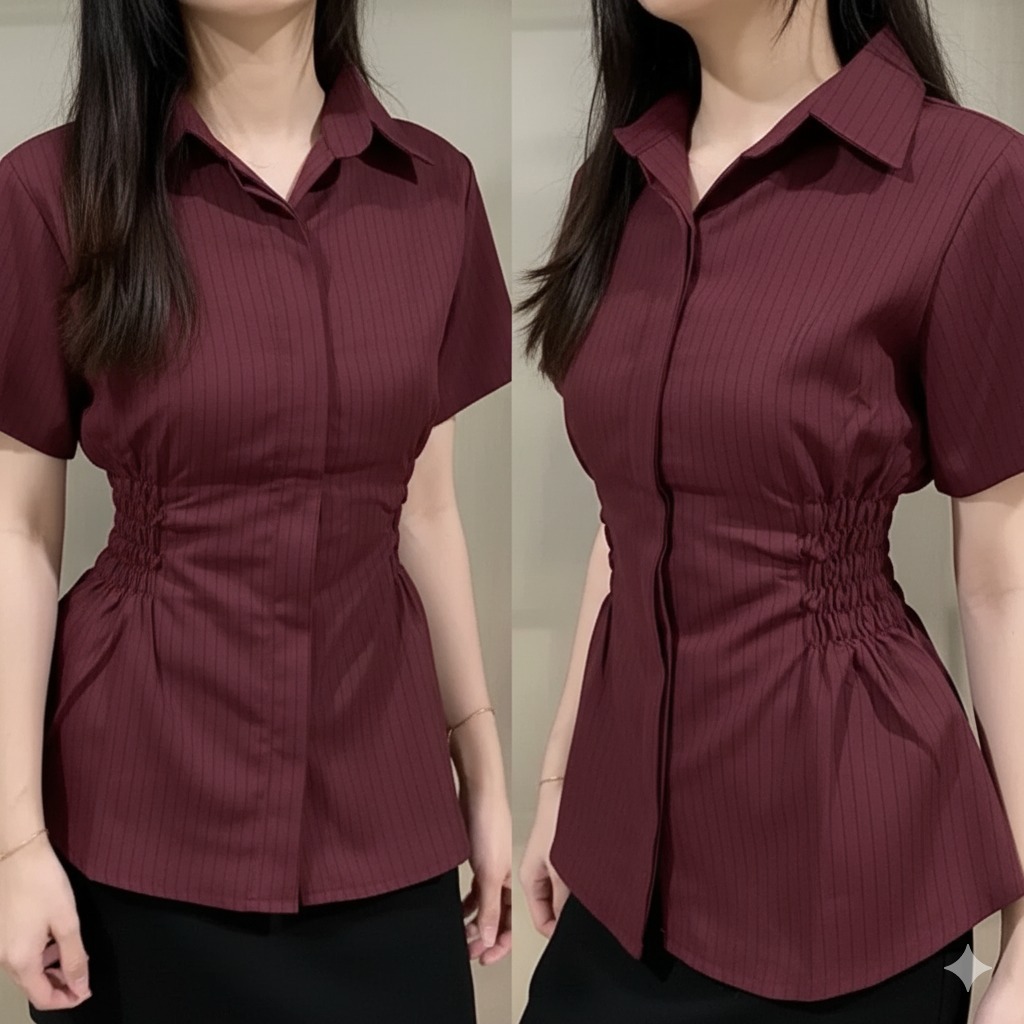 Women's Tops SALUR SHASA SHIRT Women's Stripes Cotton Blouse | Shopee ...