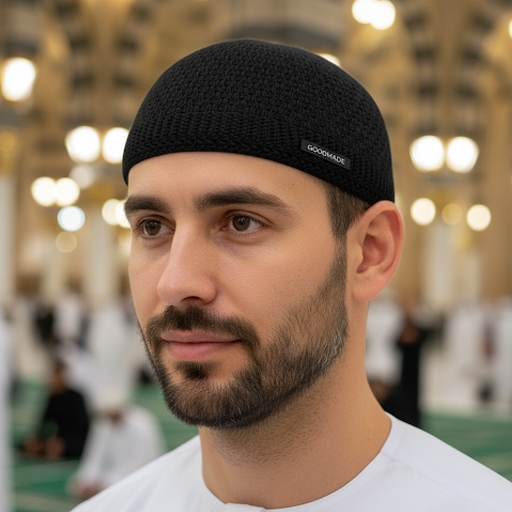 Good MADE - Elegant Black Knitted Adult Cap for Hajj & Umrah Knitted ...