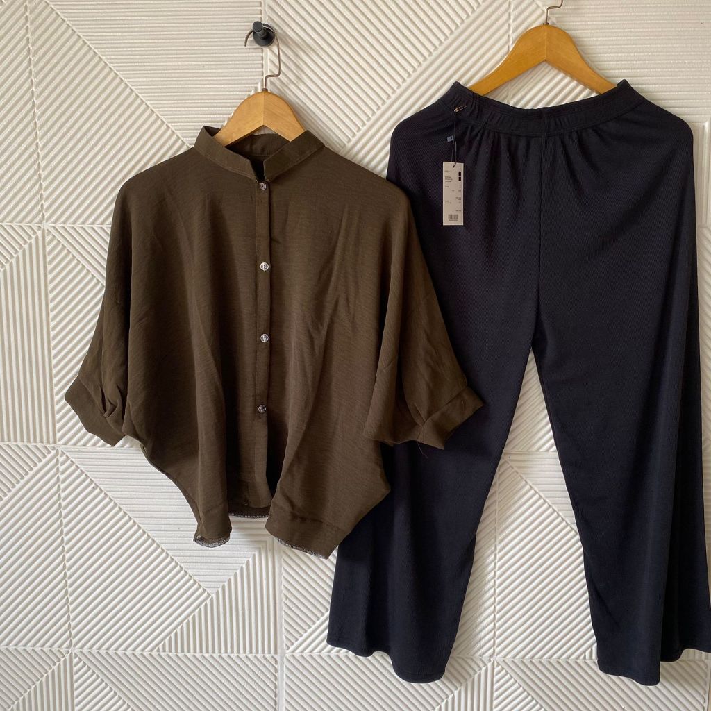 KEMEJA Syafiqa - Women's Trousers Set Zia Oversize Batwing Plain One ...