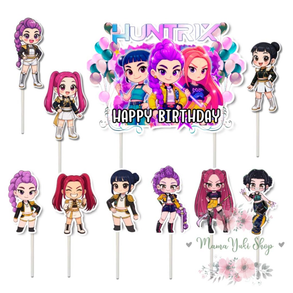 CUTE HUNTRIX KPOP DEMON HUNTERS Children's Birthday Cake Topper ...