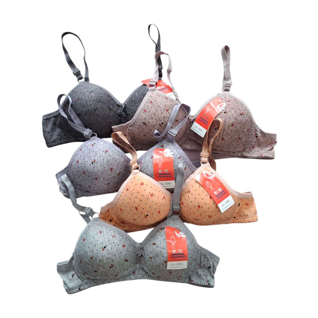 (BD) Teenage Bra Student Bra Beautiful Motif Thin Foam Size 34-38 Non ...
