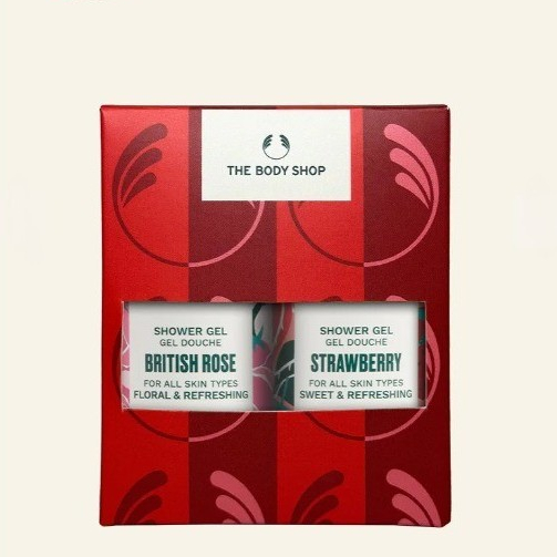 The Body Shop Mini Shower Gel Duo Gift Set Rose, Moringa, & Strawberry ...