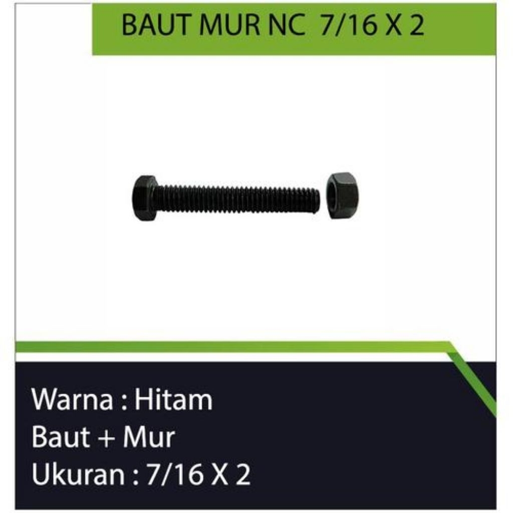 UNC BLACK BOLT NUT 7/ 16 X 2" KEY 17 LENGTH 5CM | Shopee Malaysia