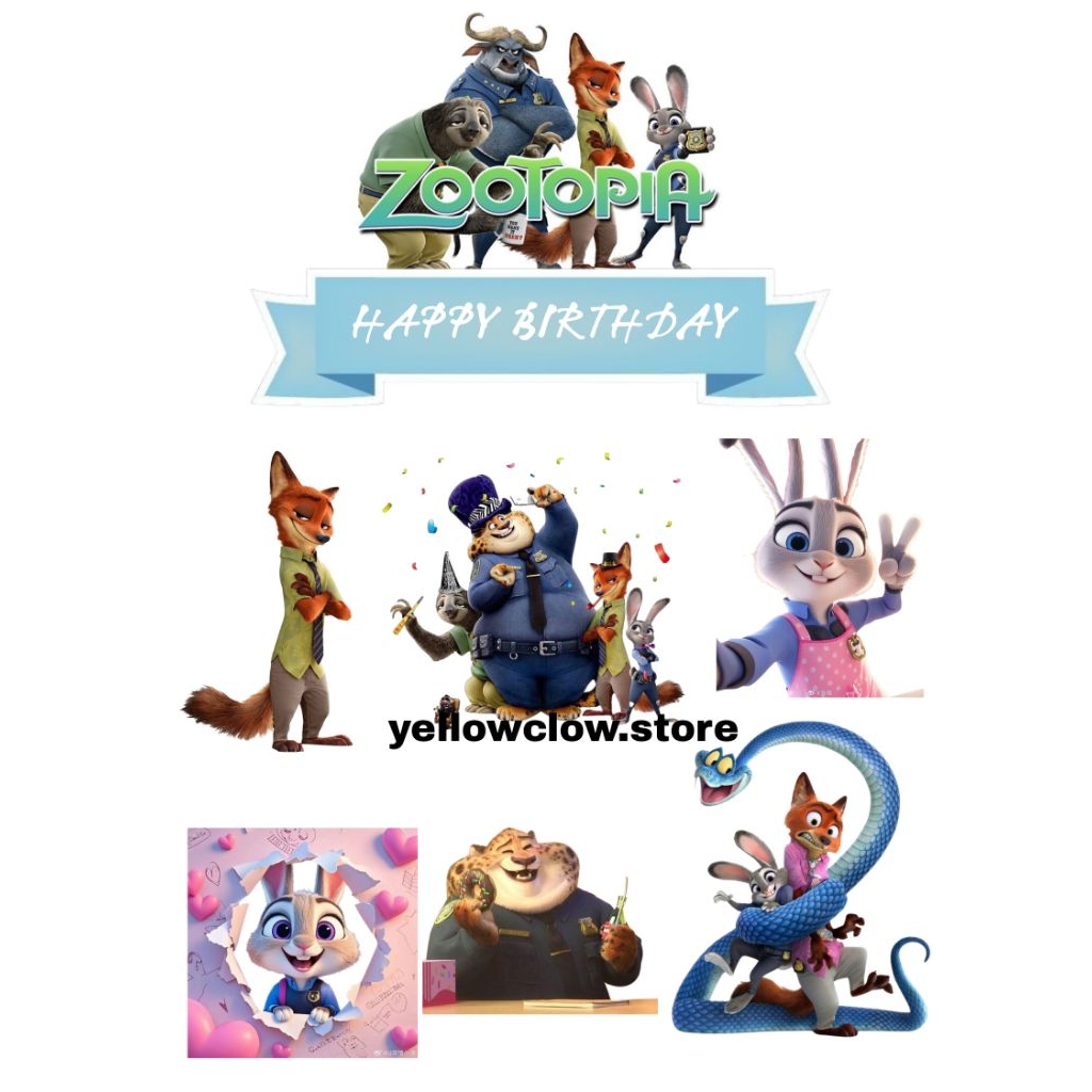Custom Zootopia Name Topper Zootopia Theme Birthday Cake Topper ...
