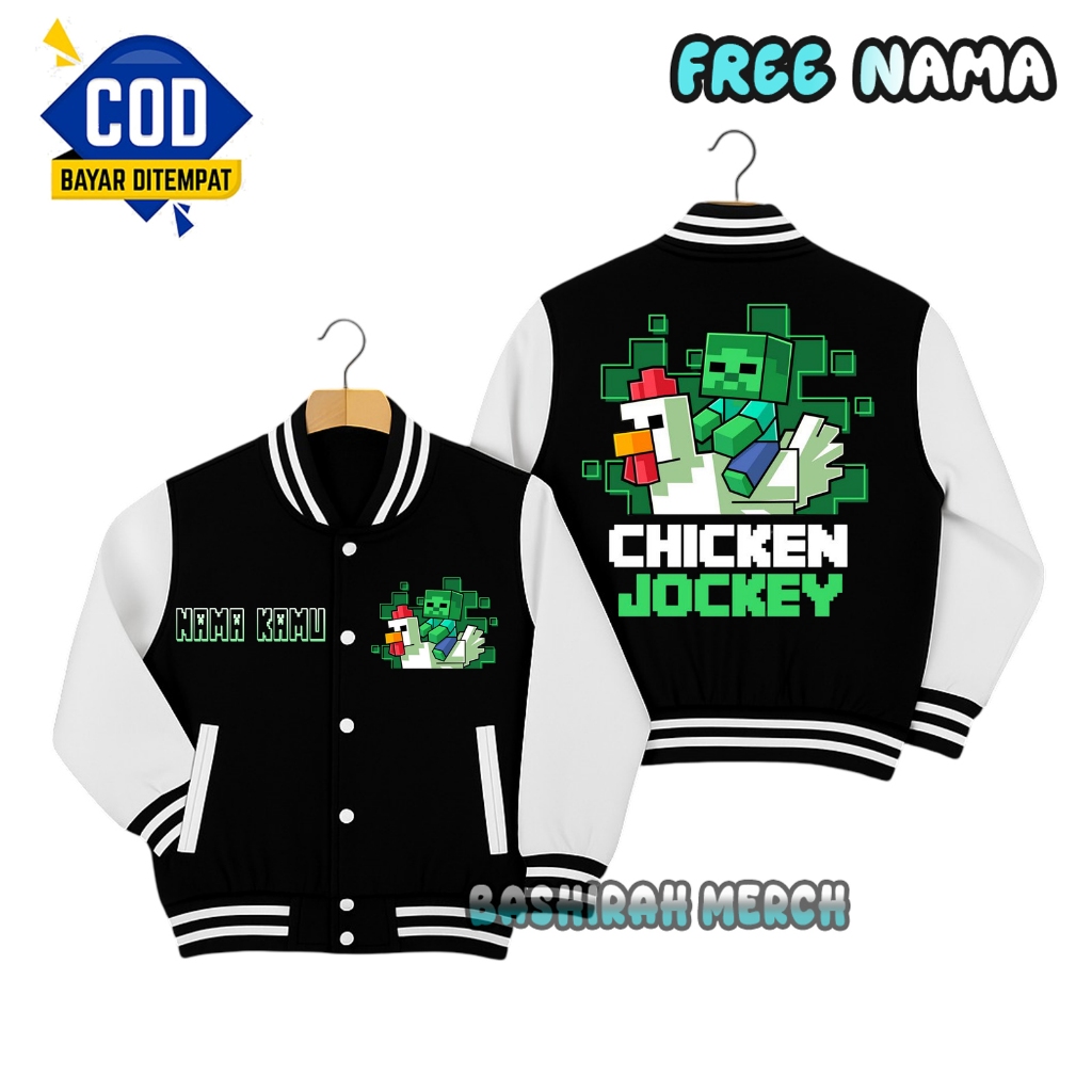 Minecraft chicken jockey Children's Varsity Jacket with free Name ...