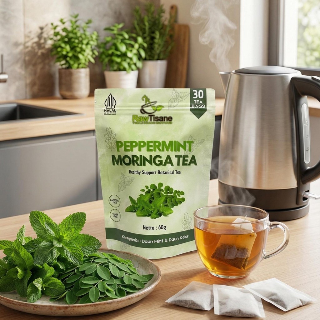 RAW TISASE Peppermint With Moringa Leaf Tea: Mint Leaf & Moringa Leaf ...