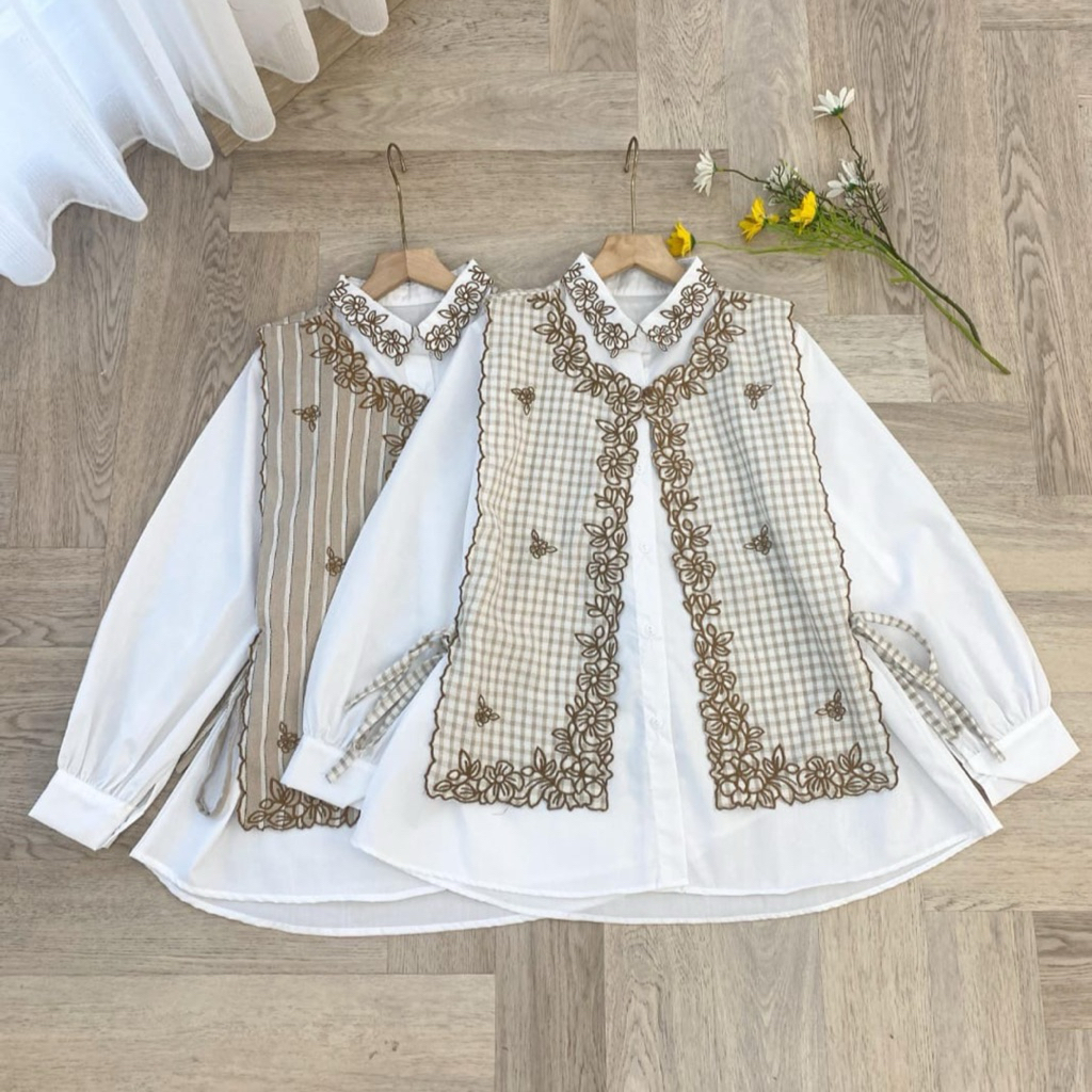 KEMEJA KENARA SET VEST (shirt + vest)| Women's Tops | Women's Shirts ...