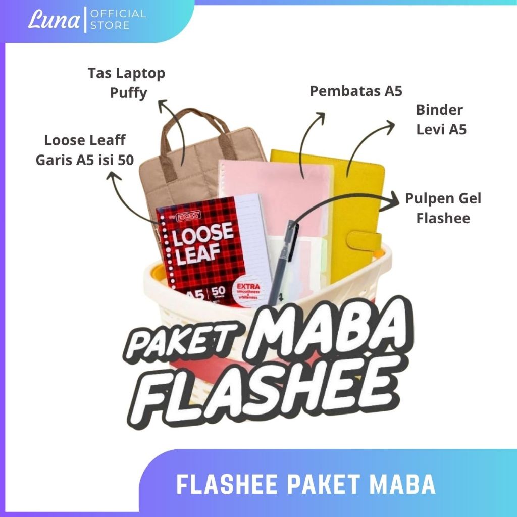 Luna Maba Package Ready To College Levi A5 Binder Puffy Laptop Bag Back ...