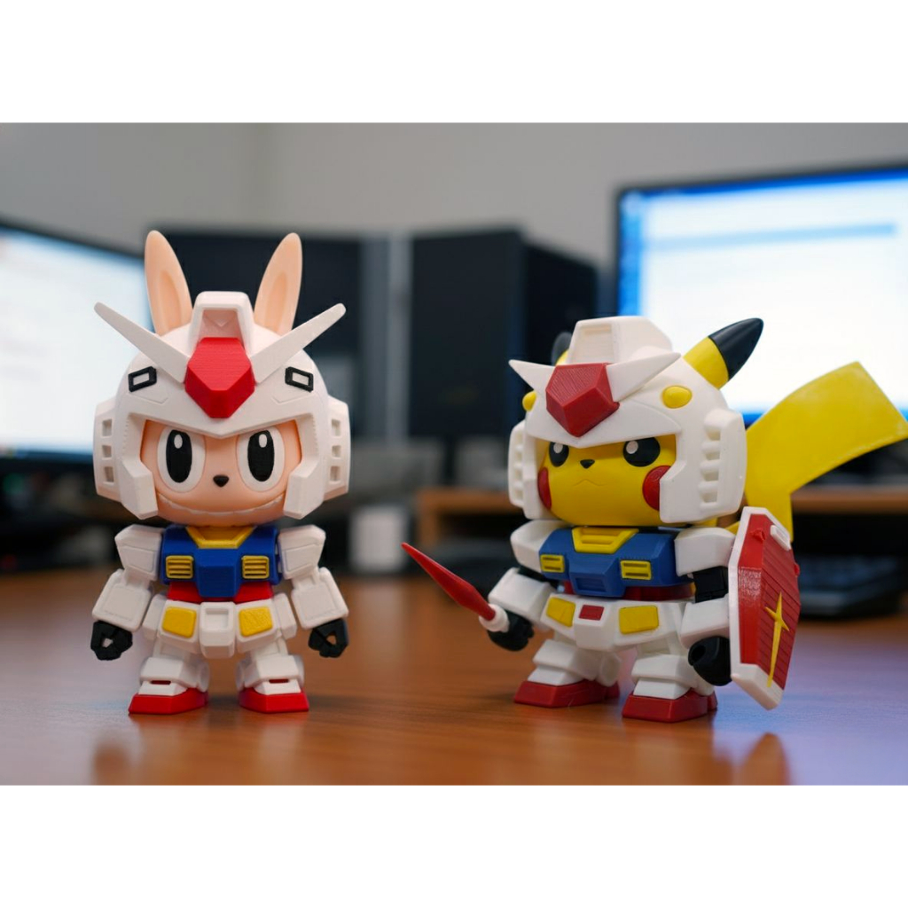 Gundam Chibi character Labubu 3D Print Figure Miniature Display PLA+ ...
