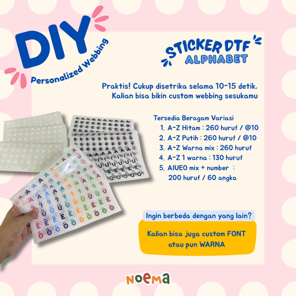 NOEMA - DTF Alphabet Sticker - DIY custom name webbing Sticker Custom ...