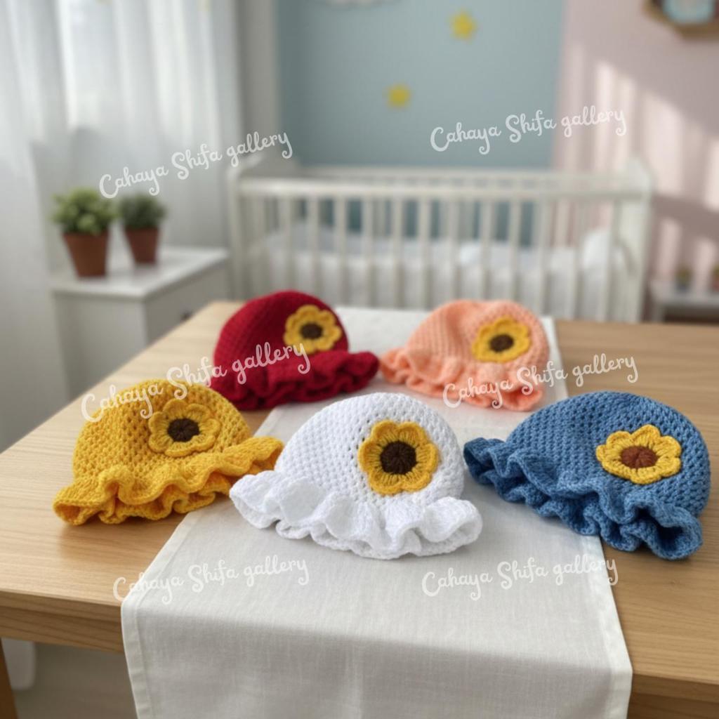 NEW!! RANI Children's Flower Net Beanie Cute Braided Baby Beanie Topi ...