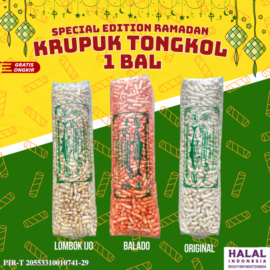 1 BALE OF TONGKOL CRACKERS, 3 FLAVOR VARIANTS, ORIGINAL, SPICY, LOMBOK ...