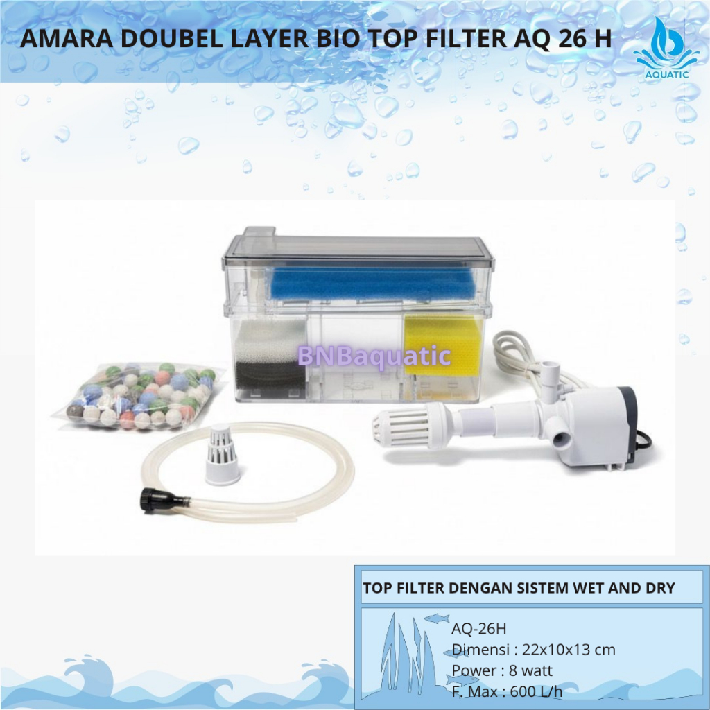 Hanging Filter Hang On Gutter Wet and Dry System Aquarium AMARA AQ 26 H ...