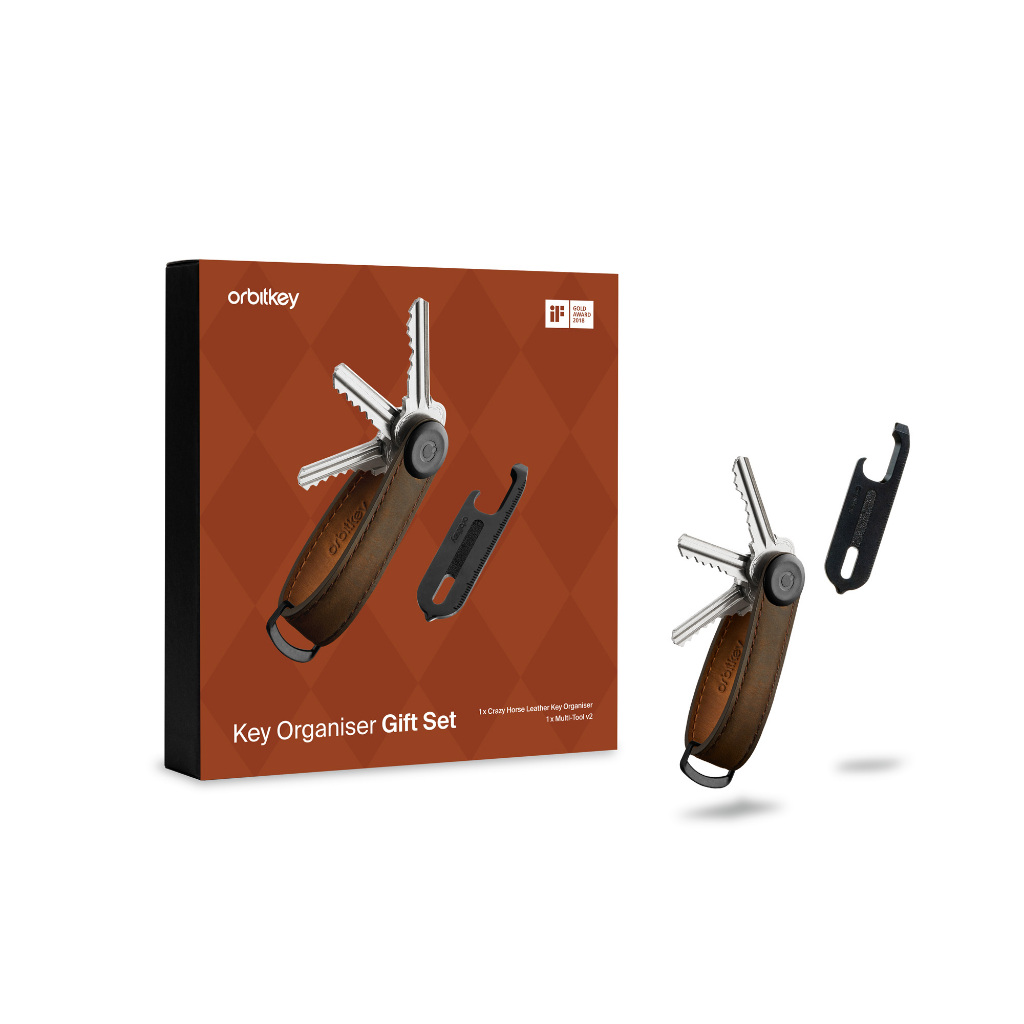 Orbitkey Key Organizer Crazy Horse Oak Brown with Brown Stitching ...